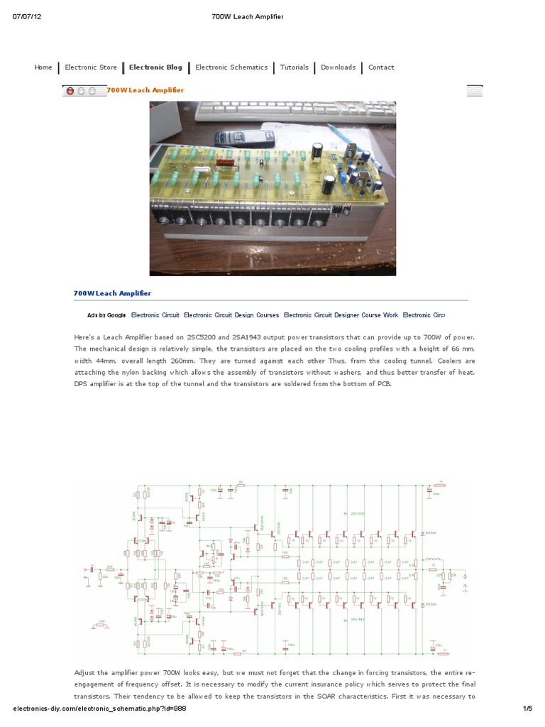 700W Leach Amplifier | PDF | Amplifier | Frequency Modulation