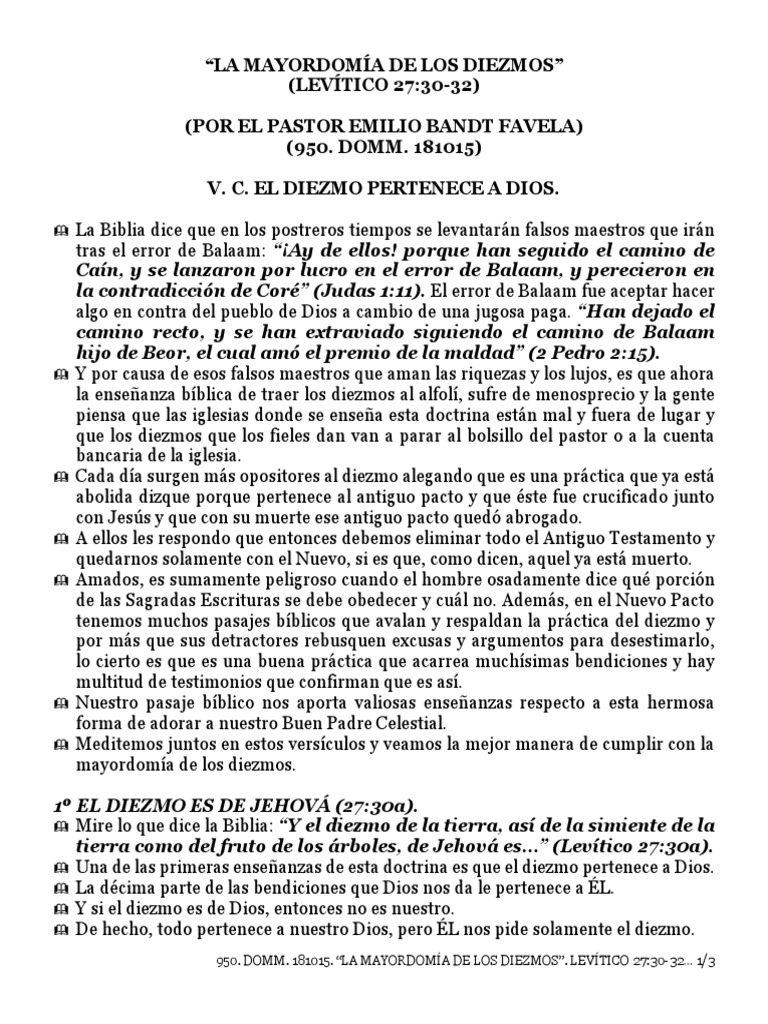 La Mayordomía de Los Diezmos | PDF | Diezmo | Jehová