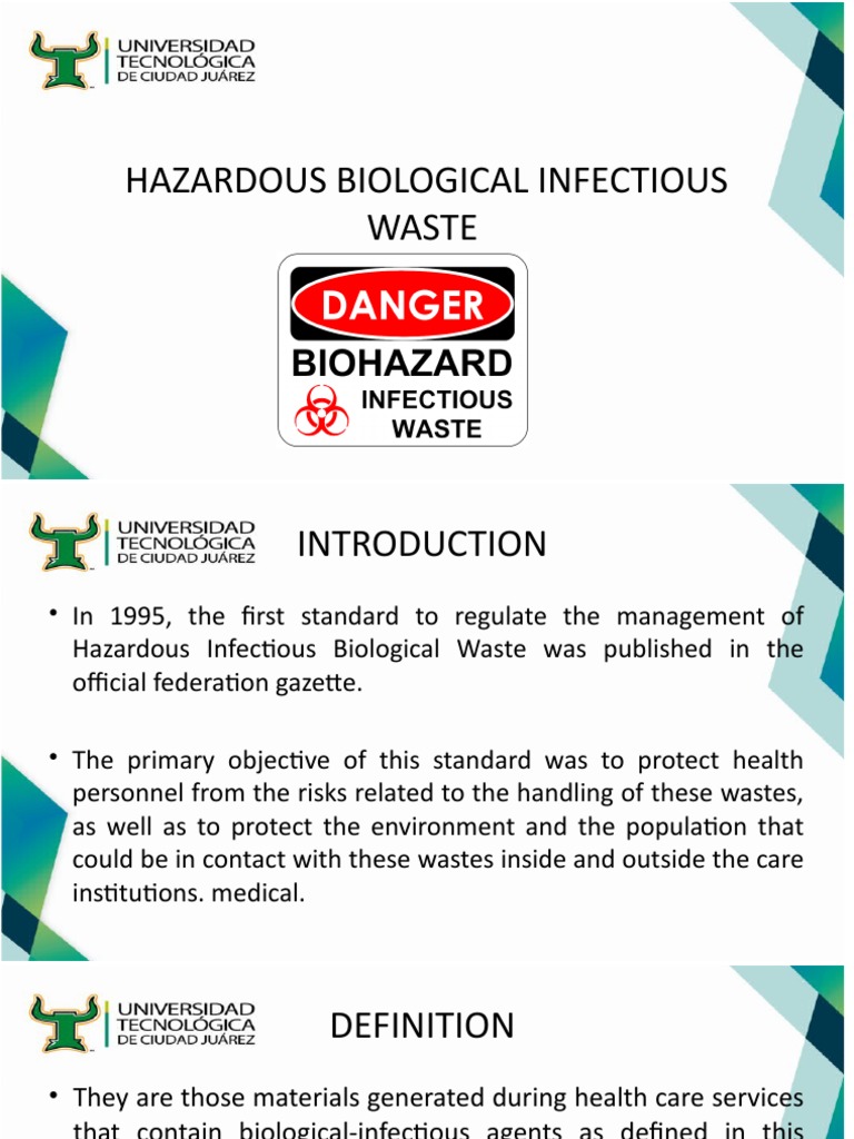 Hazardous Biological Infectious Waste | PDF | Infection | Waste