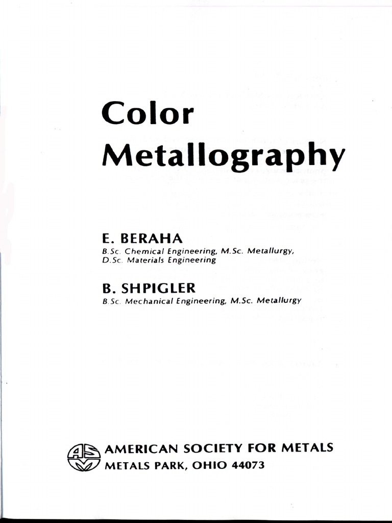 Color Metallography Beraha | PDF