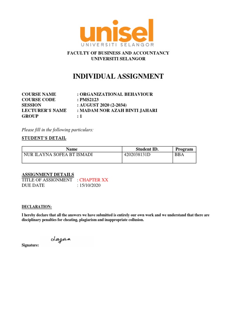 1 Ob Individual Assignment | PDF | Goal | Applied Psychology