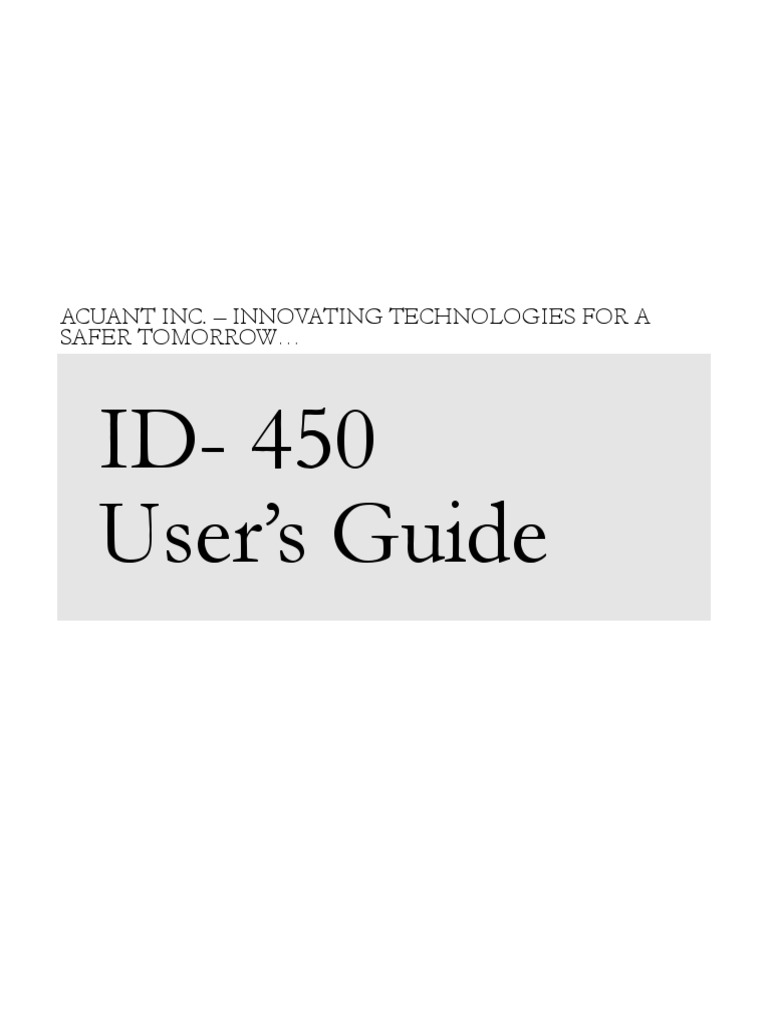 Identify ID-450 Users Guide | PDF | Microsoft Windows | Computer Hardware