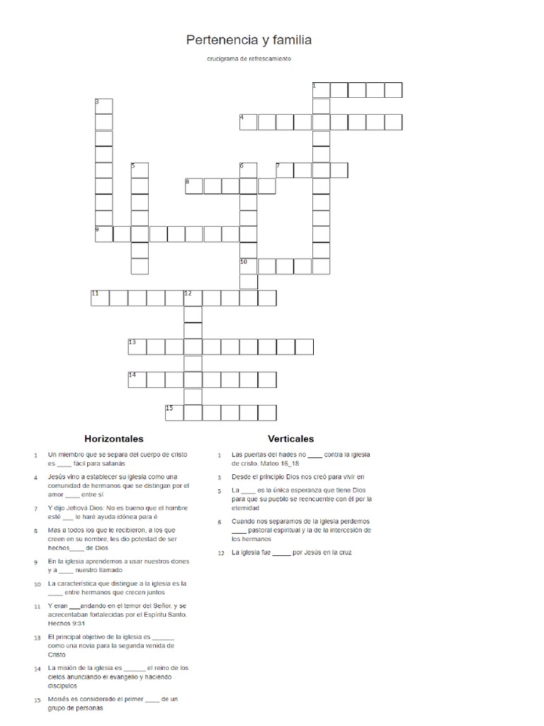 Crucigrama Pertenencia y Familia | PDF