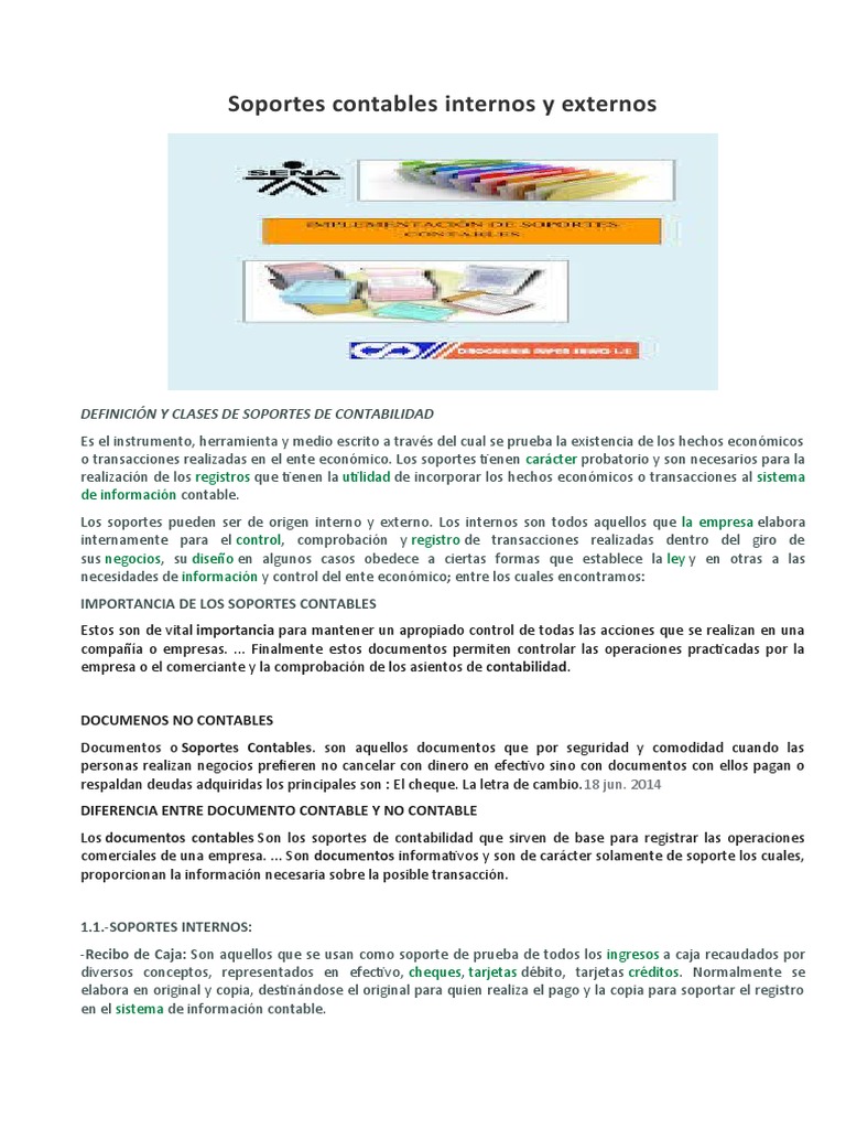 Soportes Contables Internos y Externos | PDF | Contabilidad | Tarjeta ...