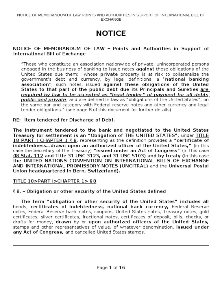 Legal Tender and Debt Discharge Notice | PDF | Legal Tender ...