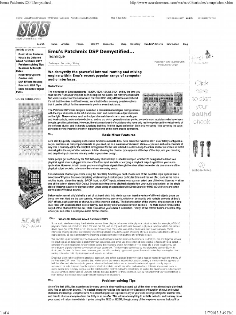 Emu's Patchmix DSP Demystified | PDF