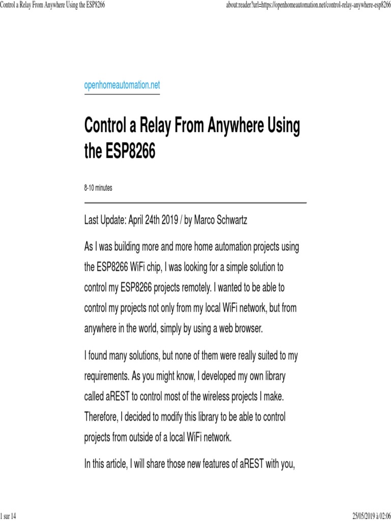 Control A Relay From Anywhere Using The Esp8266b Pdf Callback Computer Programming Arduino 6314