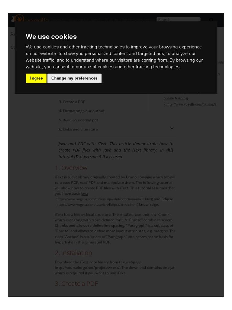 Creating PDF With Java and Itext - Tutorial: We Use Cookies | PDF | Business | Computers