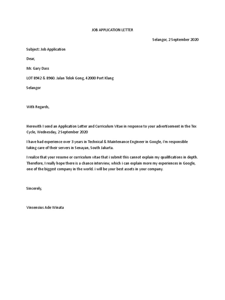 English Job Application | PDF | Career & Growth | Technology & Engineering