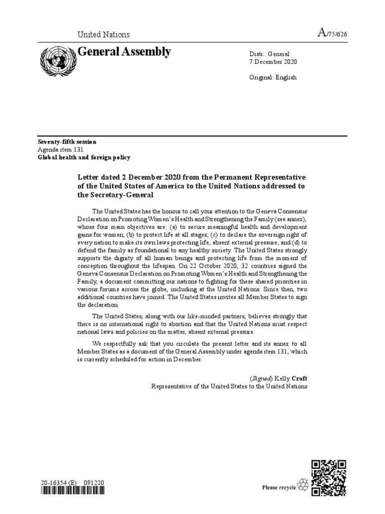 Geneva Consensus Declaration On Promoting Women's Health and Strengthening The Family | PDF ...