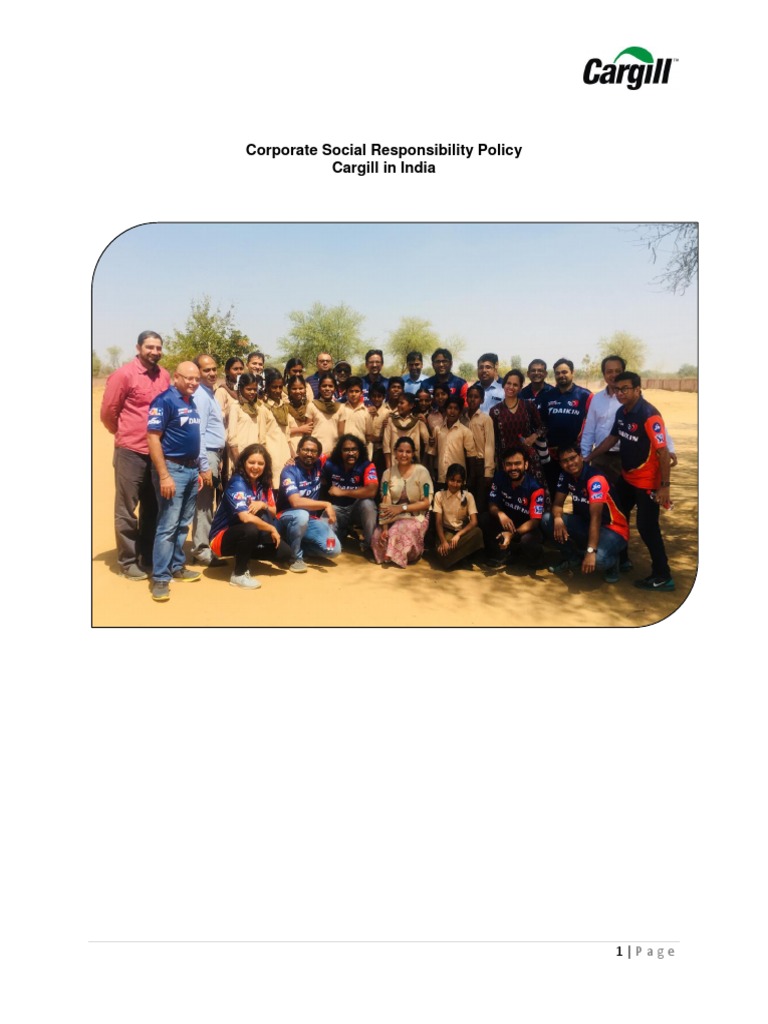 CSR Policy 2018 - Cargill India Entities | PDF | Corporate Social ...