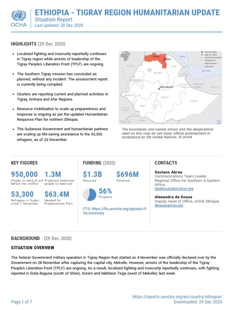 Situation Report - Ethiopia - Tigray Region Humanitarian Update - 28 ...