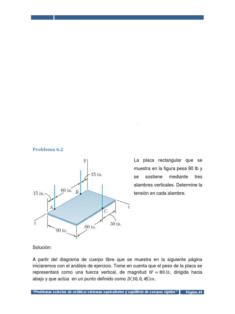 Equilibrio en 3D: Problemas Resueltos | PDF | Vector Euclidiano | Fuerza