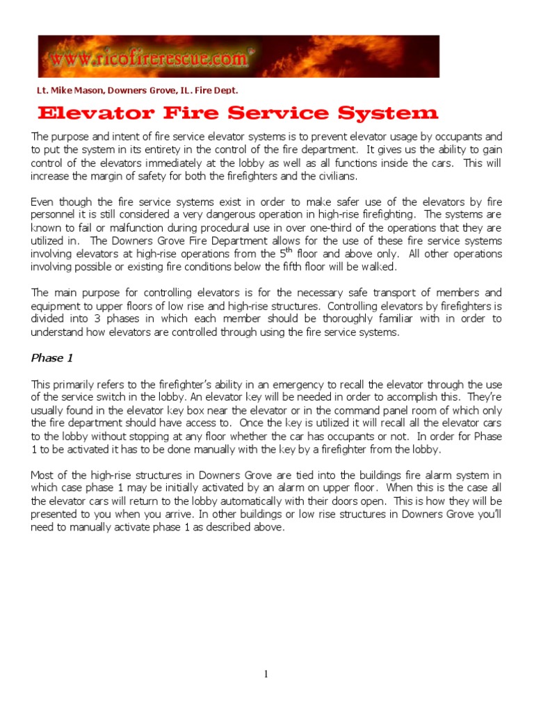 Elevator Fire Service | PDF | Elevator | Firefighter