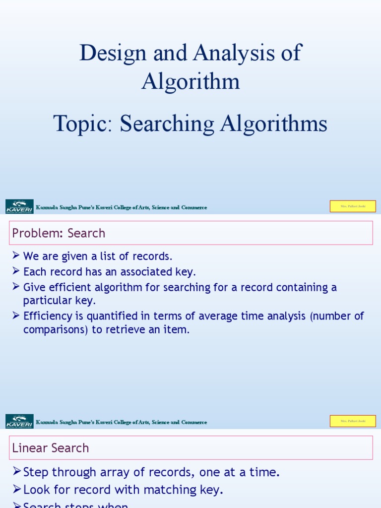 DAA - Searching Techniques | Download Free PDF | Algorithms And Data Structures | Computer Science