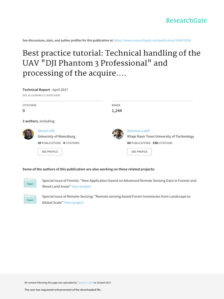 Best Practice Tutorial: Technical Handling of The UAV "DJI Phantom 3 ...