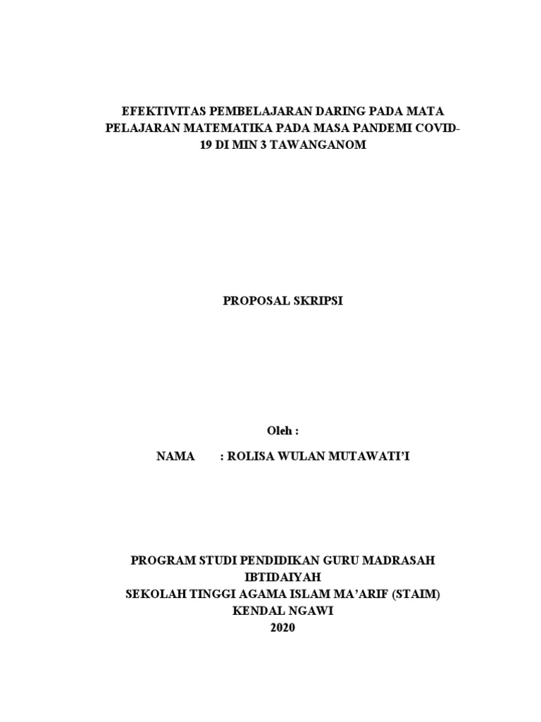 Proposal Skripsi Wulan | PDF | Karier & Perkembangan | Ilmu Sosial
