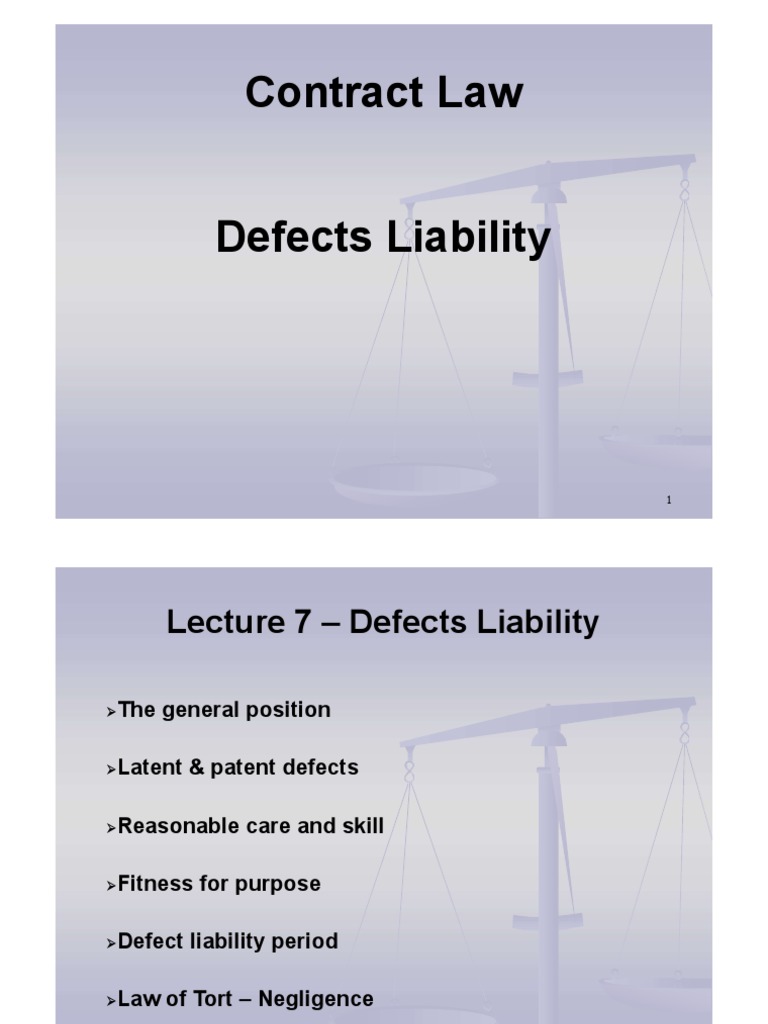 Construction Contract Law - Defects Liabilities | PDF | Negligence ...