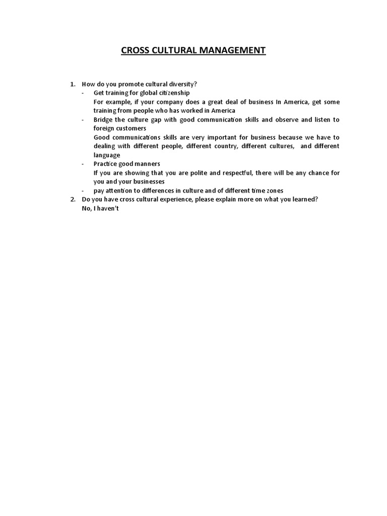 Cross Cultural Management | PDF