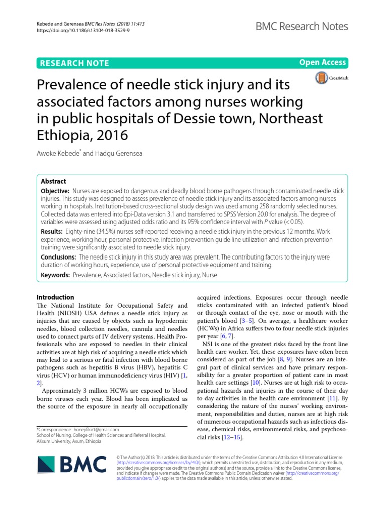 Prevalence of Needle Stick Inj | PDF | Dependent And Independent ...