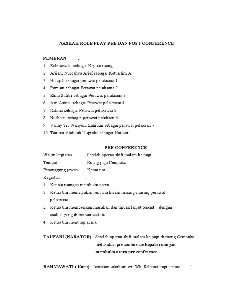 Naskah Role Play Pre Dan Post Conference-1 | PDF