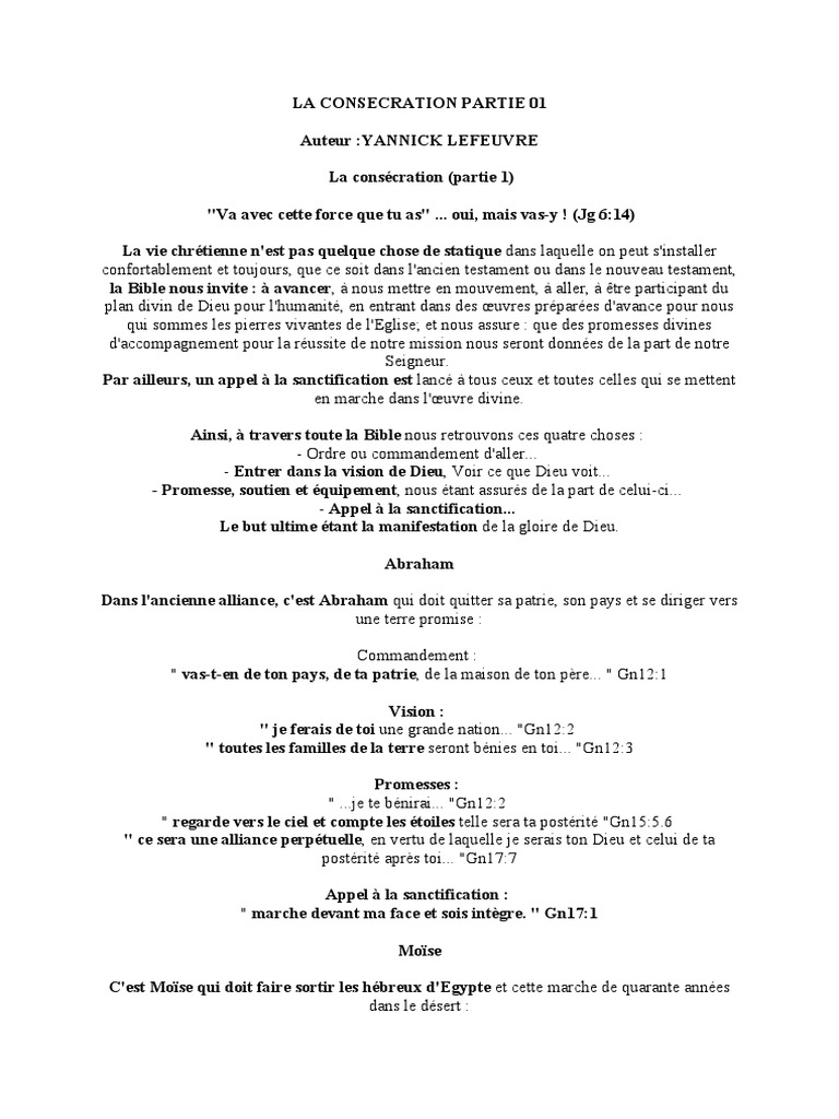 La Consécration du Disciple selon la Bible | PDF | Tabernacle | Abraham