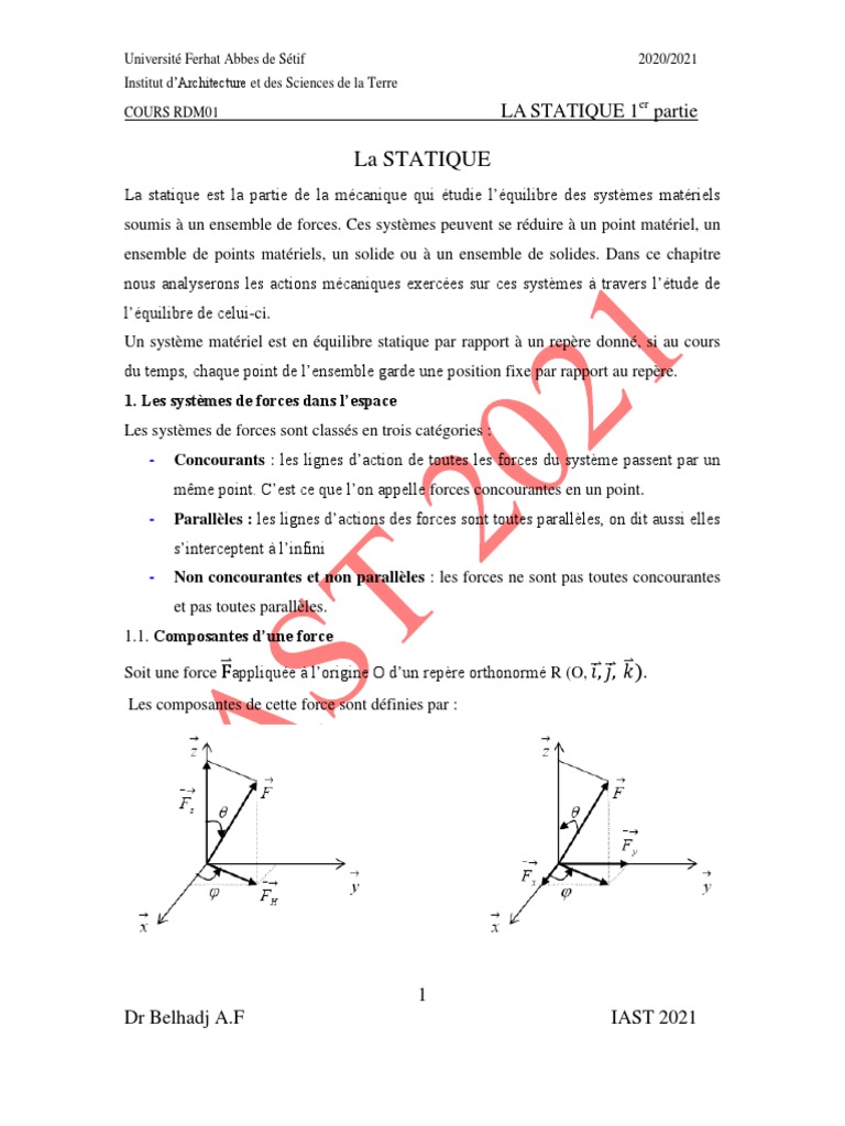 Introduction à la statique en mécanique | PDF | Moment d'une force ...