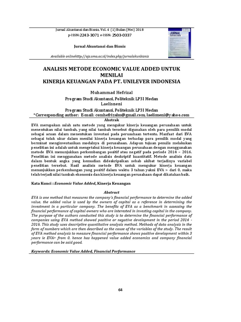 Kinerja Keuangan PT Unilever: Analisis EVA | PDF