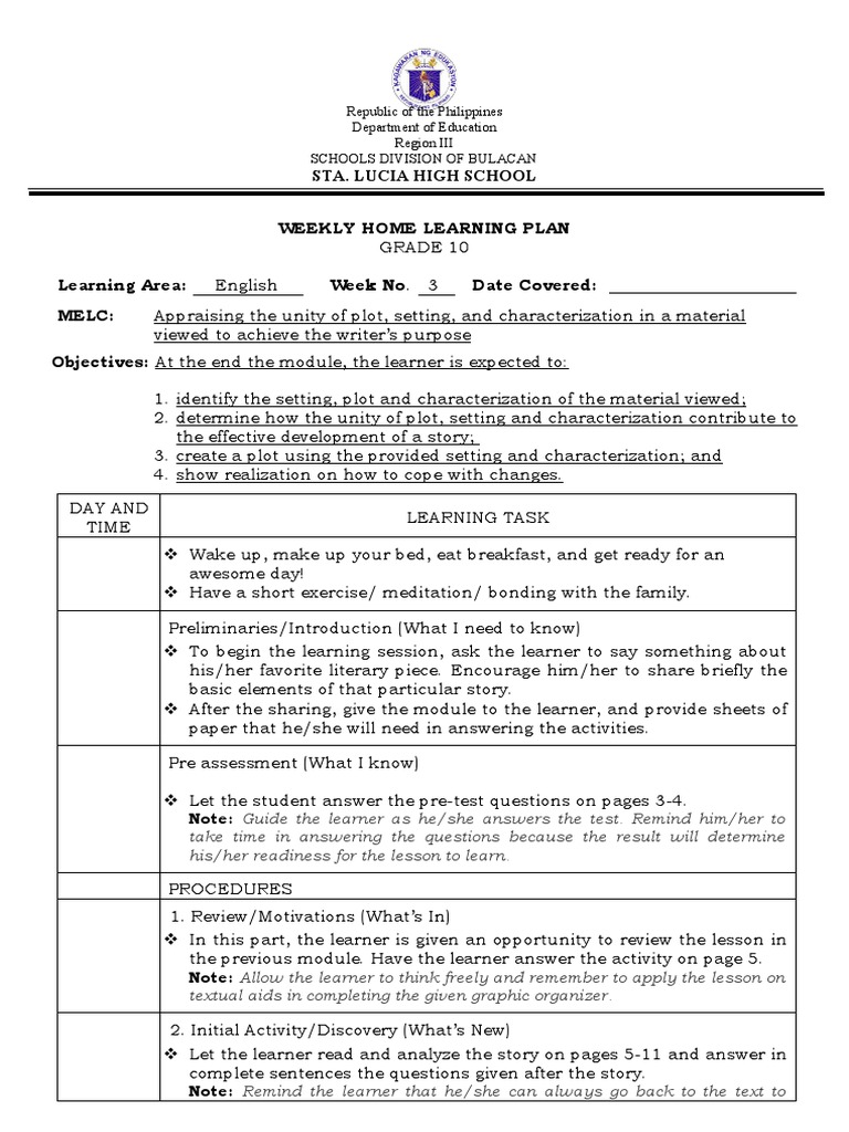 English 10 - WHLP - Q1 - Module 3 | PDF | Learning | Teachers