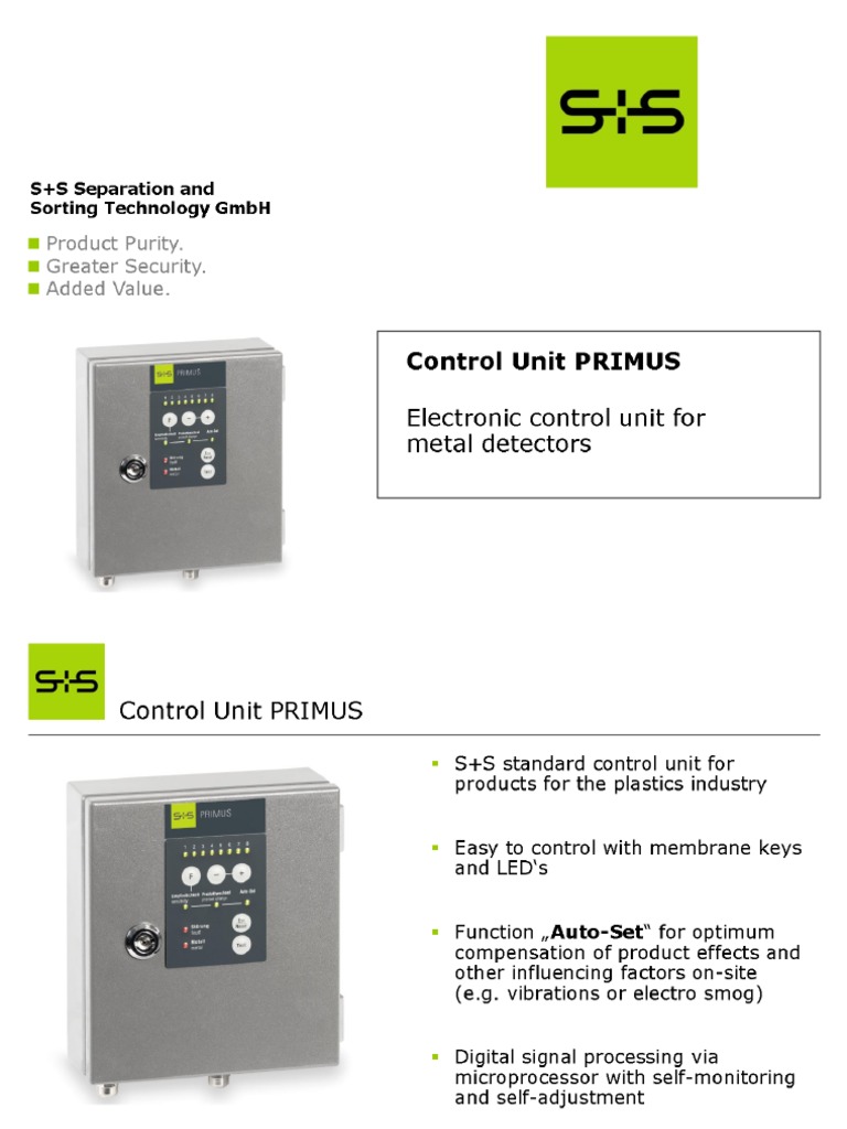Control Unit PRIMUS. Electronic Control Unit For Metal Detectors ...