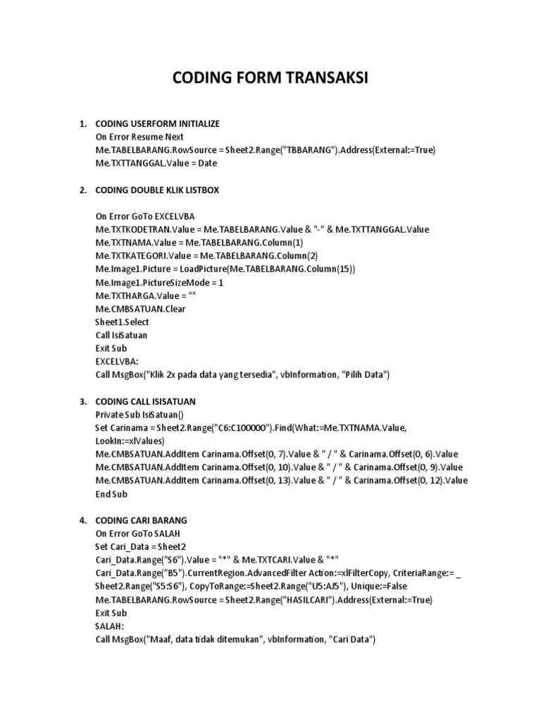 Coding Form Transaksi | PDF | Computer Programming | Computing