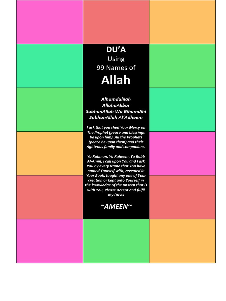 Dua Using 99 Names of Allah | PDF | Forgiveness | Prophets And ...