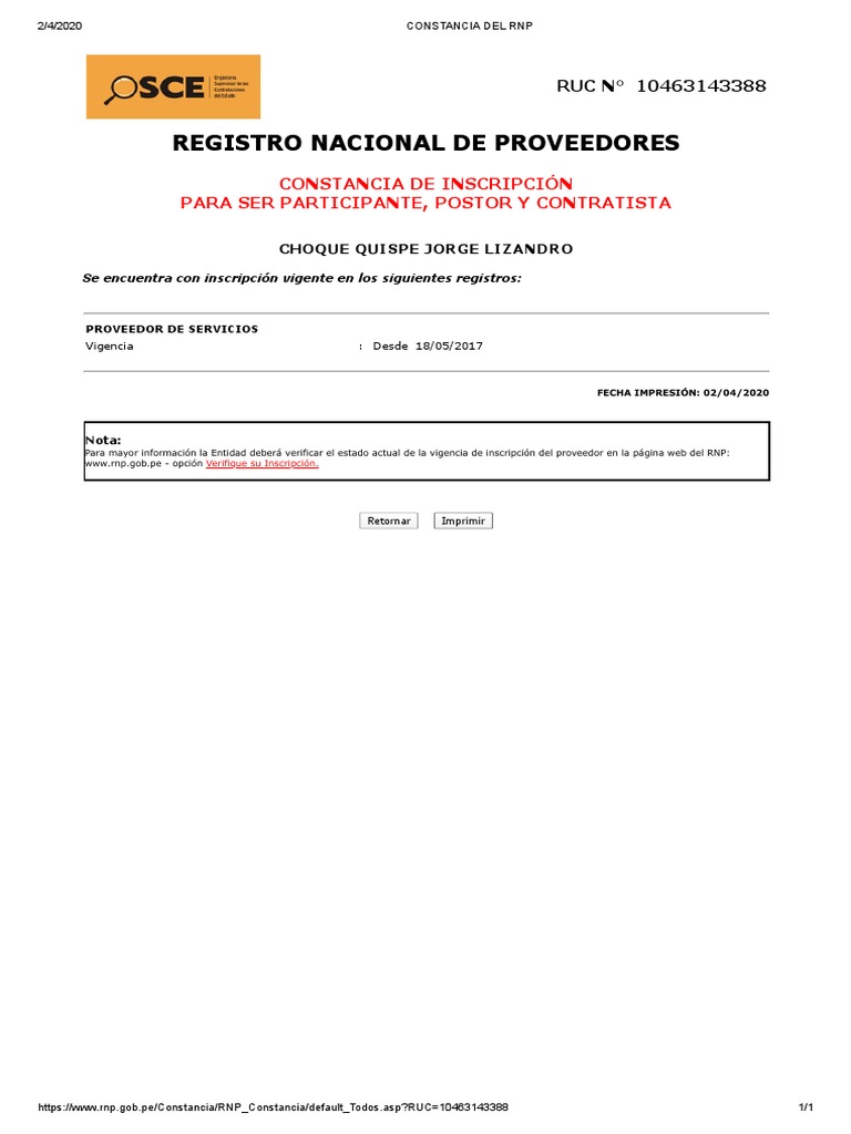 Constancia Del RNP | PDF