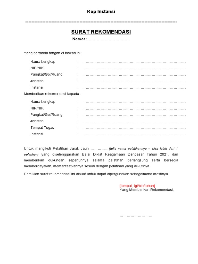 Surat Rekomendasi Atasan | PDF