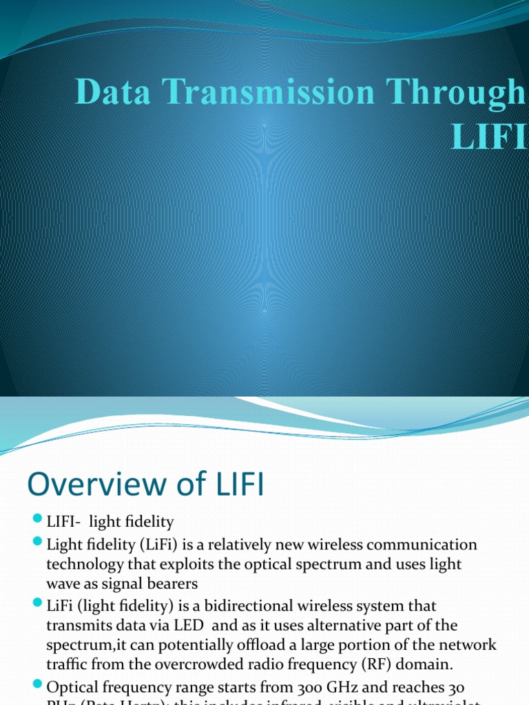 Data Transmission Through Lifi | PDF | Wireless | Electromagnetic Spectrum