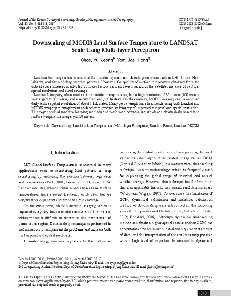 Downscaling of MODIS Land Surface Temperature To LANDSAT Scale Using ...