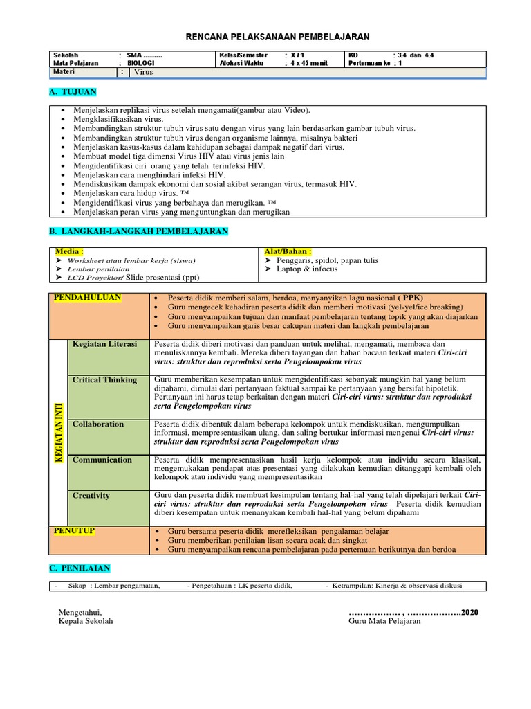 Contoh RPP Luring | PDF