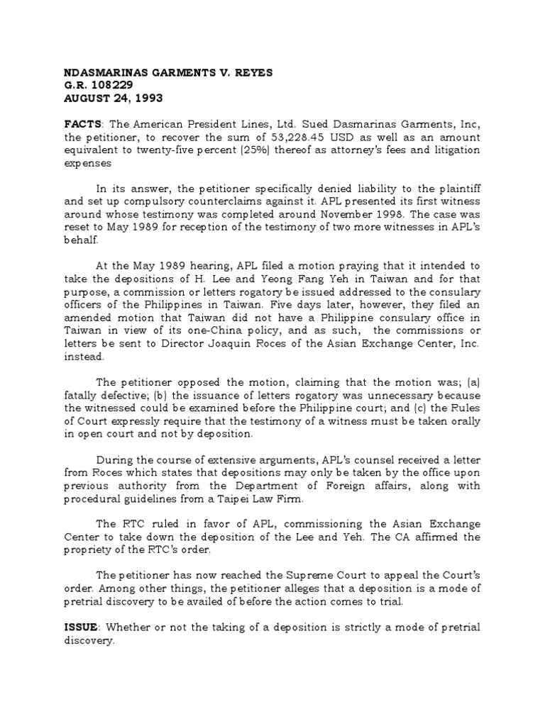 Civil Procedure Case Digests (Rule 24) | PDF | Deposition (Law ...