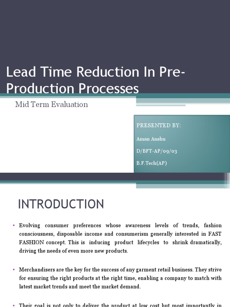 Lead Time Reduction in Pre-Production Processes: Mid Term Evaluation ...