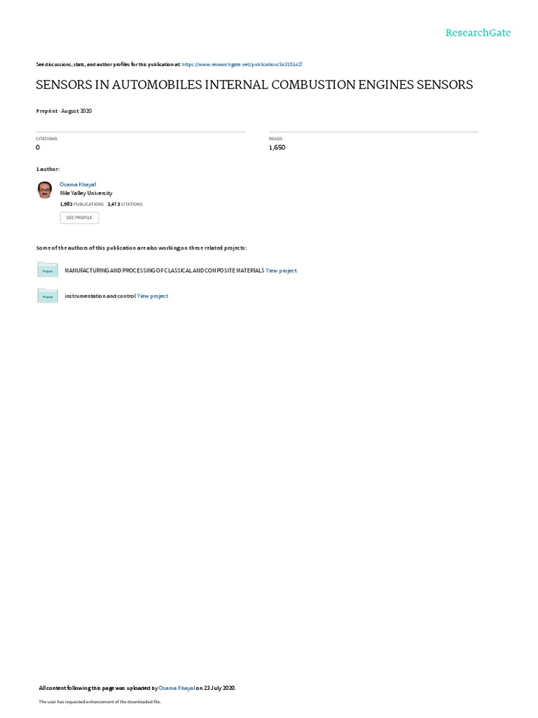 SENSORSINAUTOMOBILES | PDF | Throttle | Internal Combustion Engine