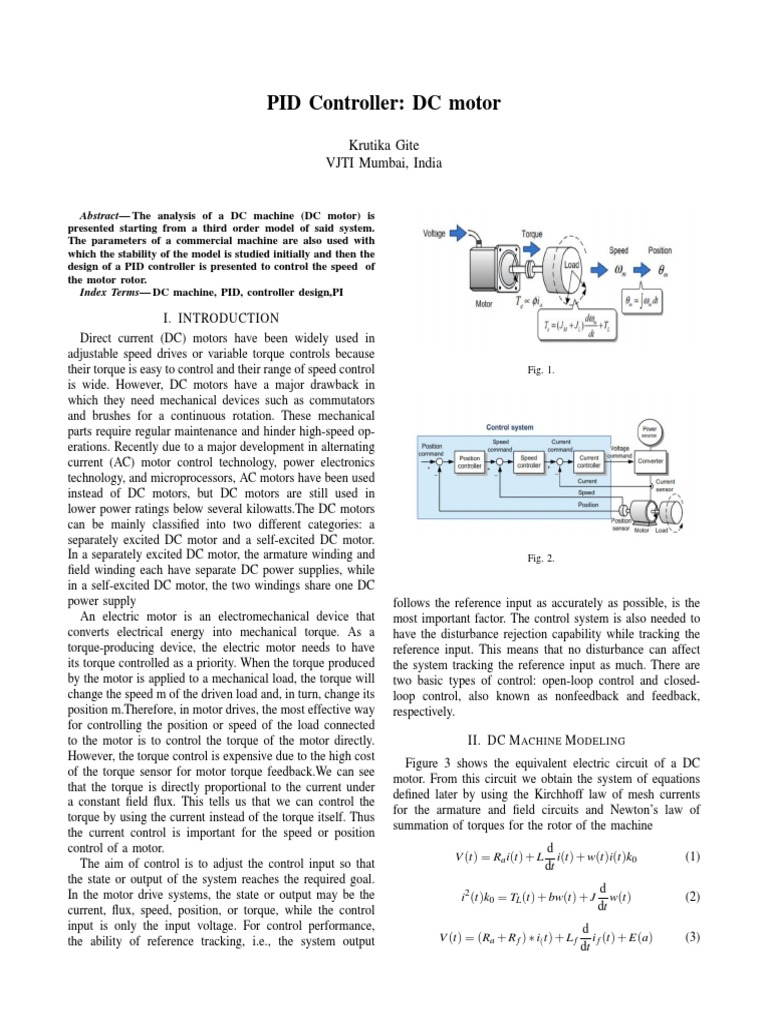 PID Controller - DC Motor | PDF | Electric Motor | Control Theory