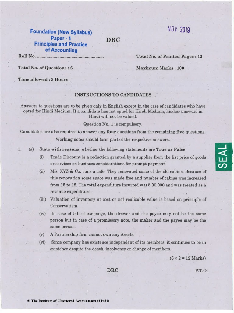 Account Paper 2019 | PDF