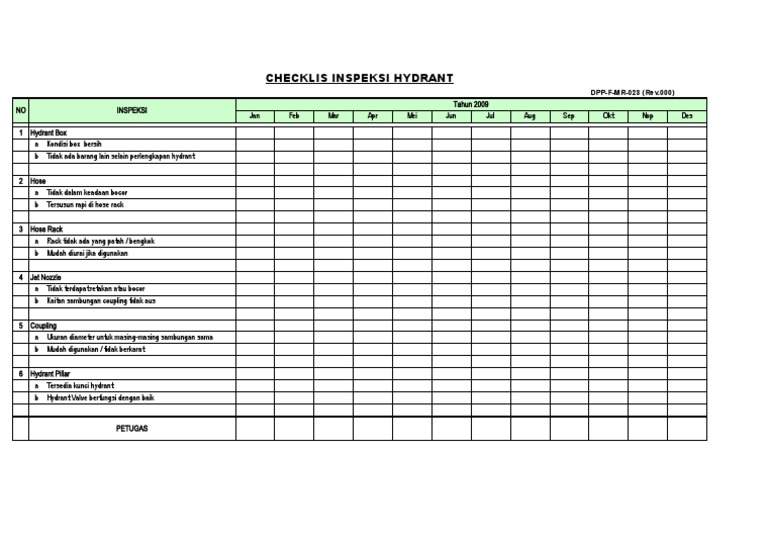 111 FORM Checklist Inspeksi Hydrant | PDF