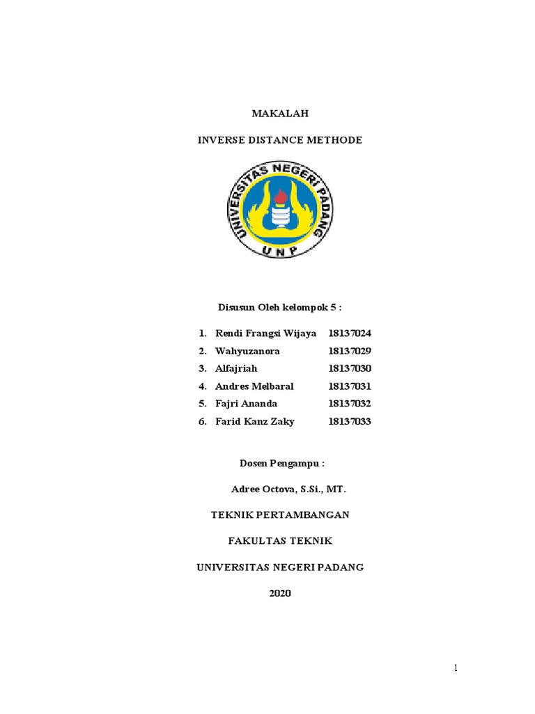 Metode Inverse Distance dalam Penaksiran | PDF | Sains & Matematika