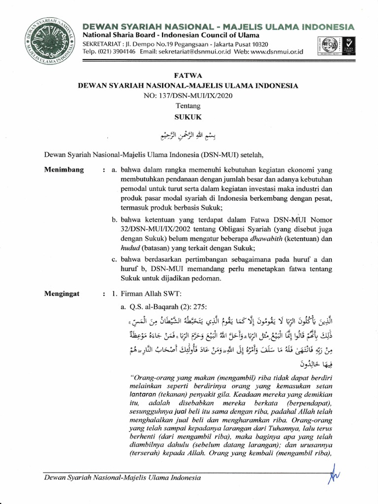 Fatwa DSN-MUI tentang Sukuk | PDF