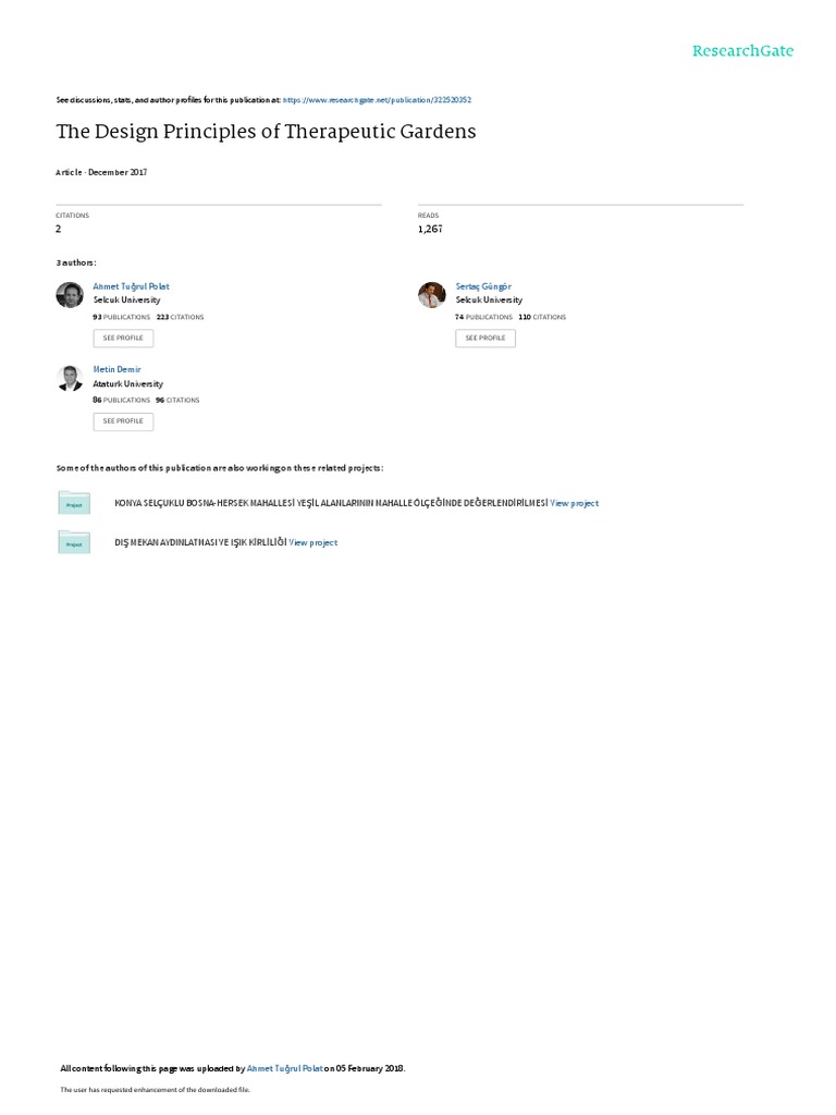 The Design Principles of Therapeutic Gardens | PDF | Gardens | Therapy