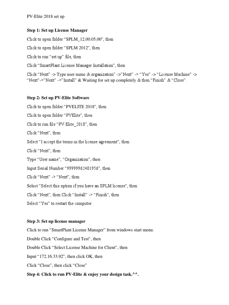 Guide To Installation PV-Elite 2018 | PDF