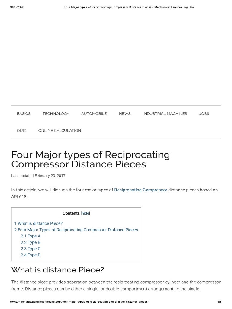 Four Major Types of Reciprocating Compressor Distance Pieces ...