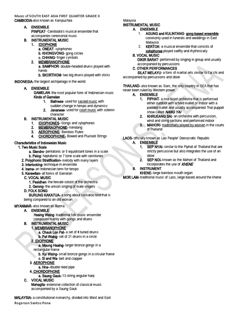 Lecture Music of Southeast Asia | PDF | Sound | Music Technology