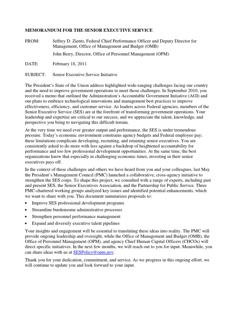 Strengthening Senior Executive Service | PDF | Office Of Management And ...